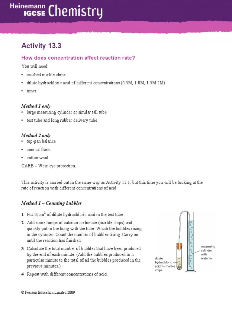 Activity 13.3: How Does Concentration Affect Reaction Rate? | PDF