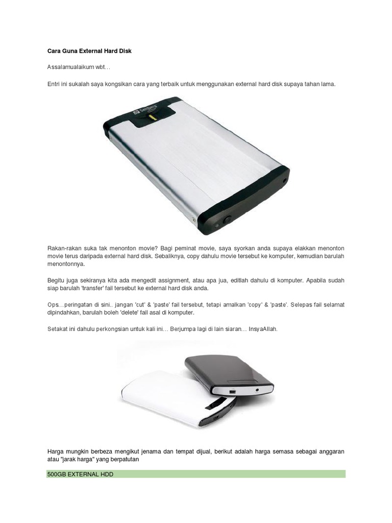 Cara Guna External Hard Disk PDF | PDF | Komputer