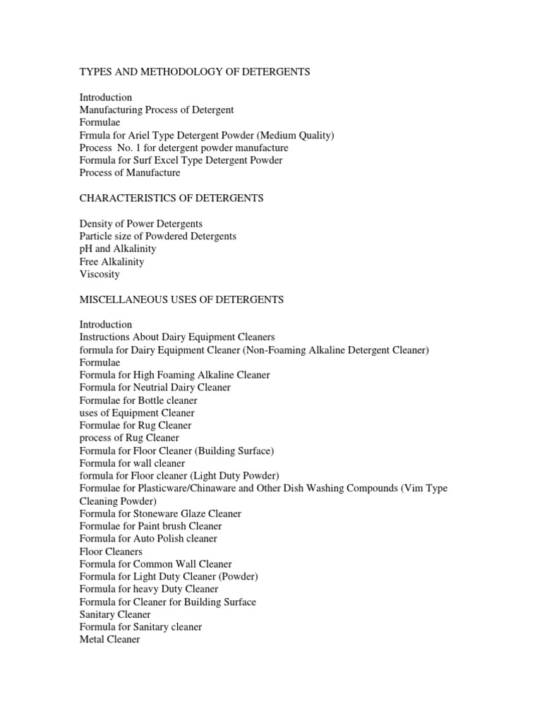 Detergent Formulations and Manufacturing Guide | PDF | Detergent ...