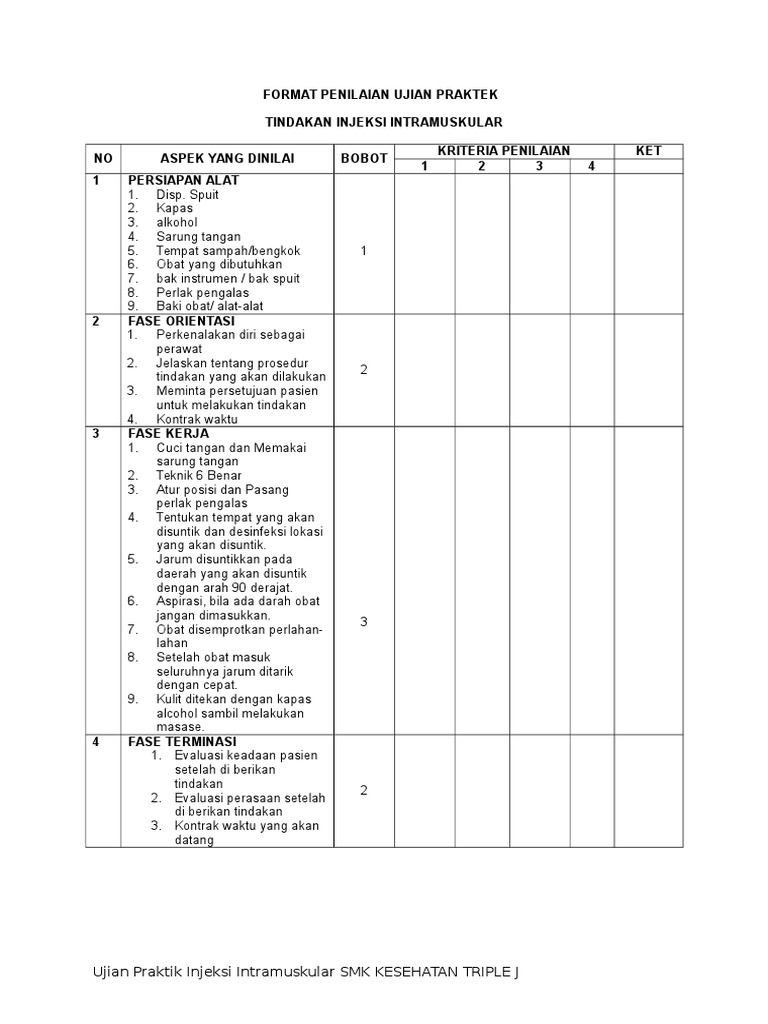 Format Penilaian Ujian Praktek Im | PDF