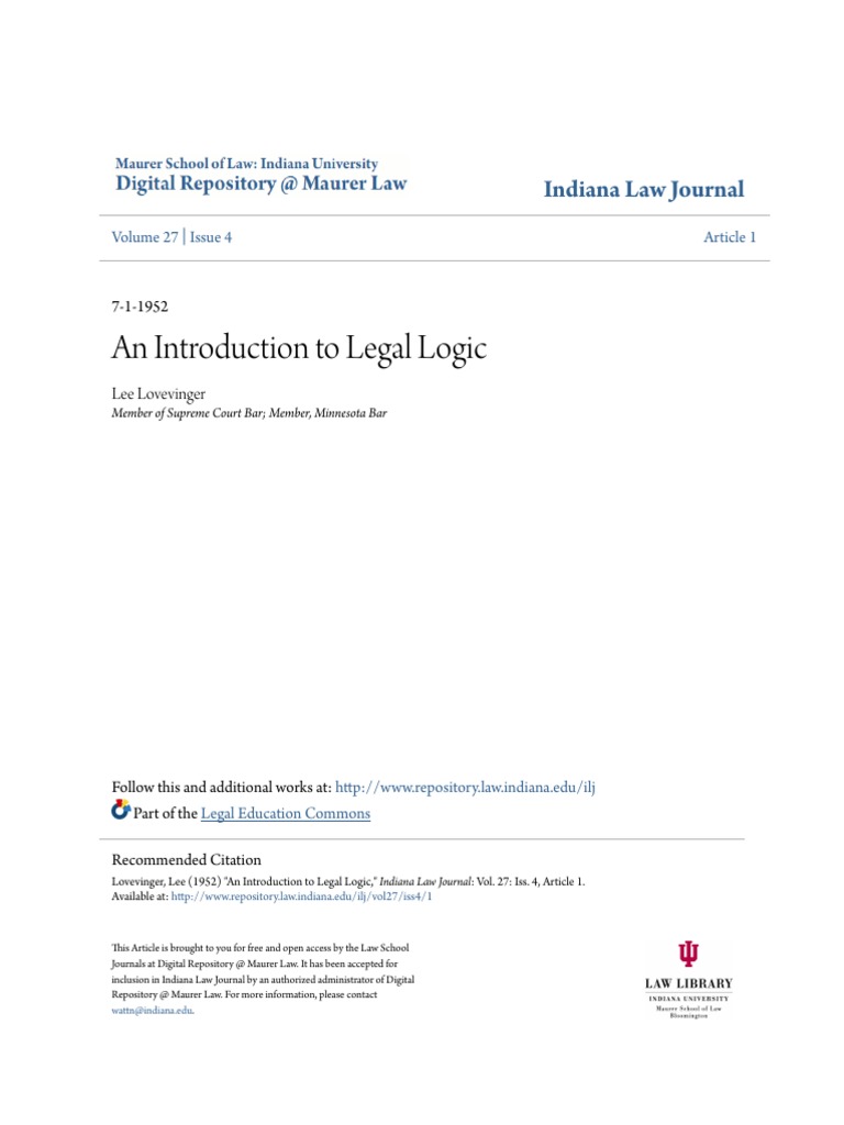 An Introduction To Legal Logic | PDF | Logic | Jurisprudence