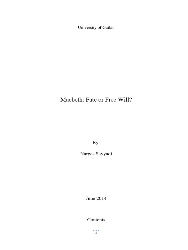 Macbeth: Fate or Free Will? | PDF | Macbeth | Free Will