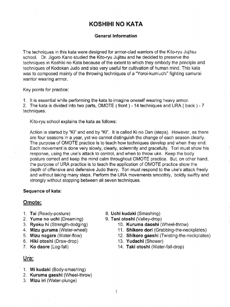 Koshiki No Kata Standards PDF | PDF