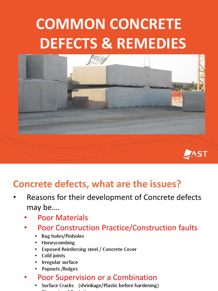 Common Concrete Defects and Remedies | PDF | Precast Concrete | Concrete