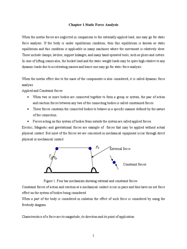 Static Force Analysis in Mechanisms | PDF
