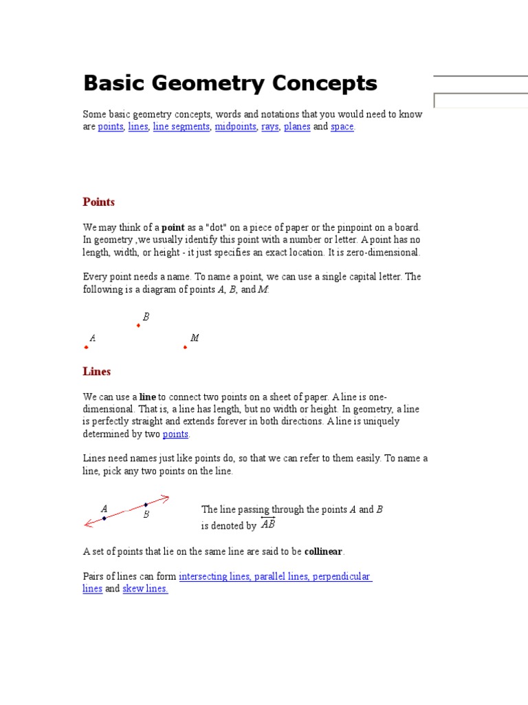 Basic Geometry Concepts | PDF | Line (Geometry) | Geometry