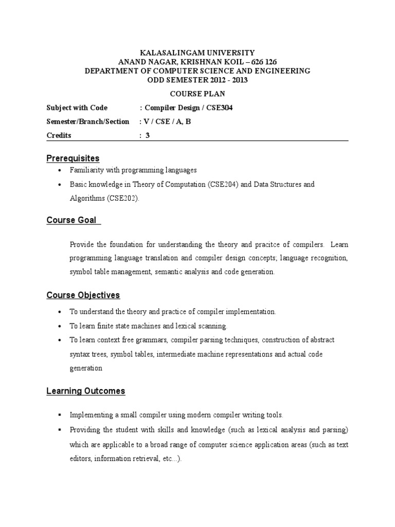 Cse 304 Compiler Design | PDF | Parsing | Compiler