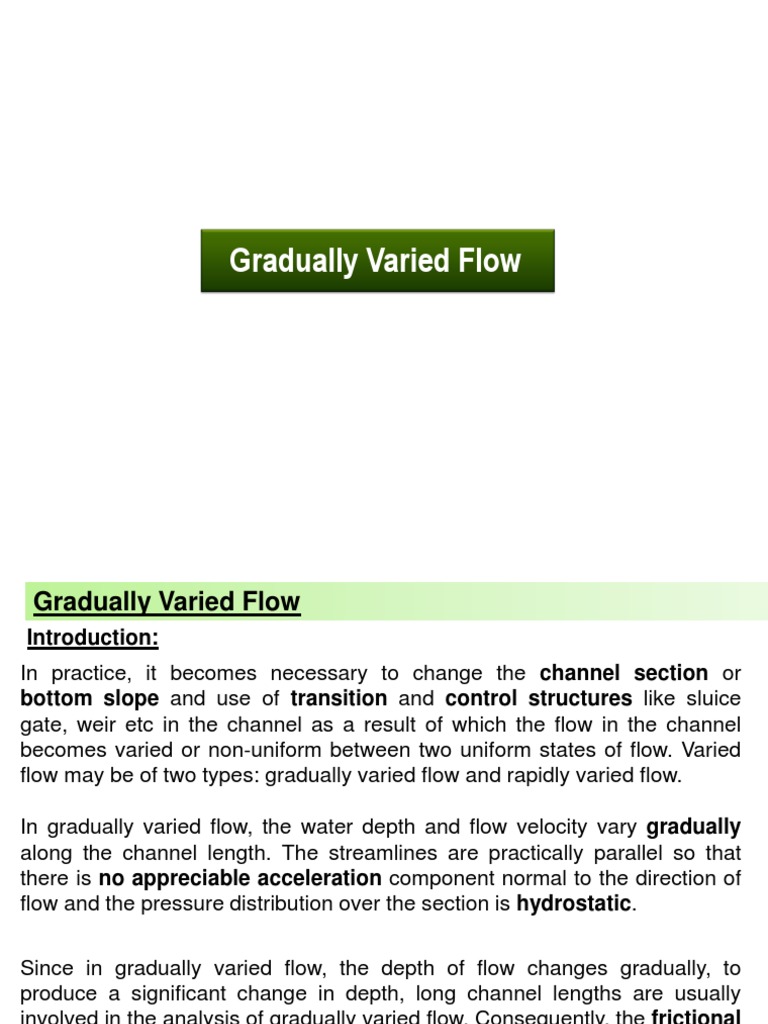 Gradually Varied Flow | Download Free PDF | Slope | Continuum Mechanics