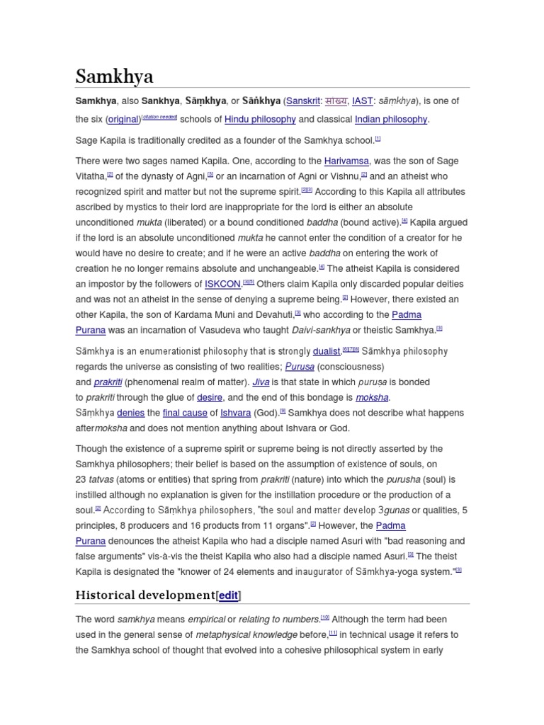 Samkhya | PDF | Upanishads | Indian Philosophy