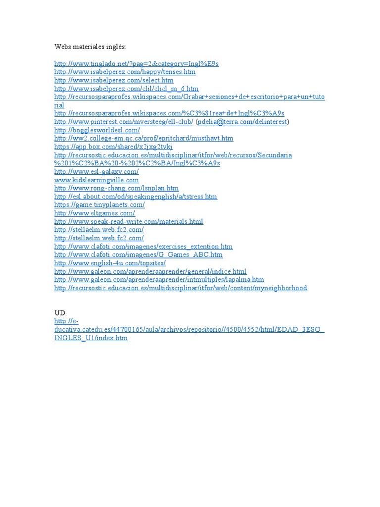 Recursos de inglés para secundaria | PDF