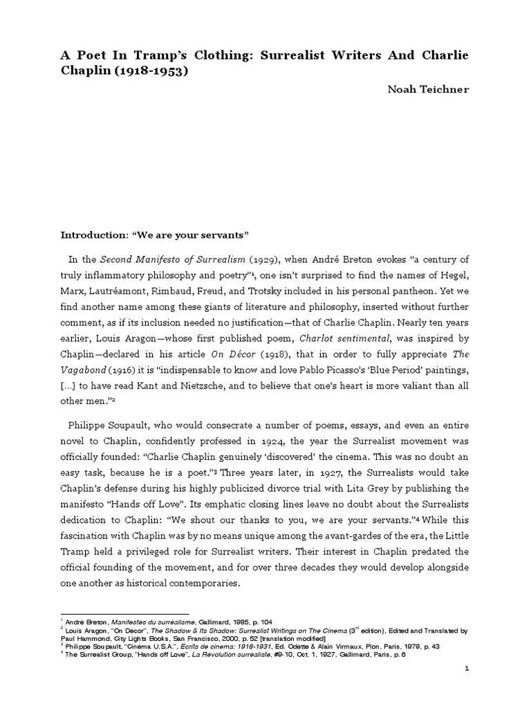 A Poet in Tramp's Clothing: Surrealist Writers and Charlie Chaplin ...