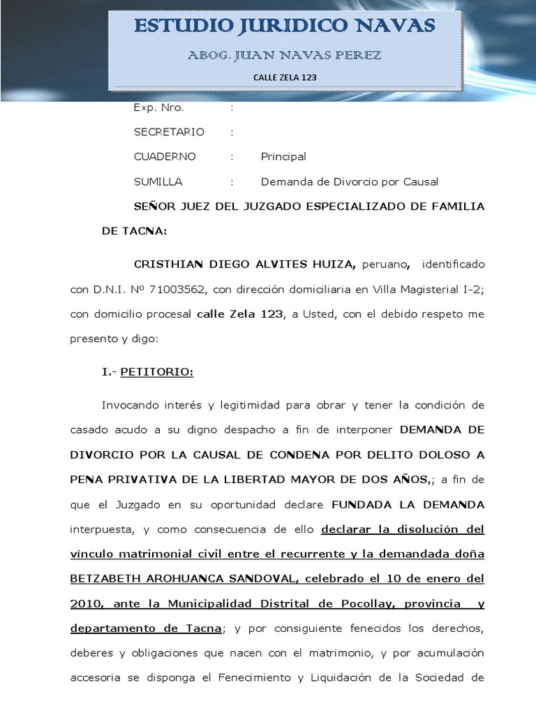 Modelo De Demanda De Divorcio Por Causal Ecuador 2022 Porn Sex Picture