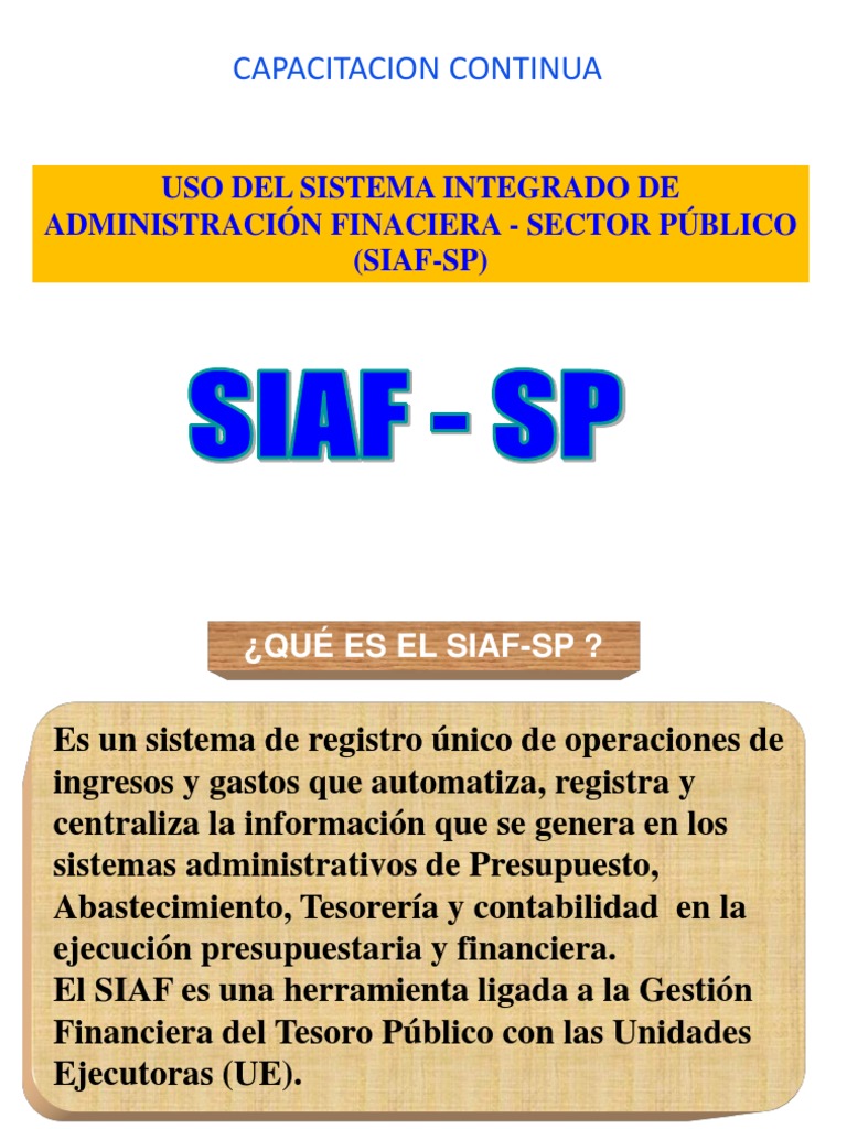 Uso y Significado del SIAF-SP | PDF | Presupuesto | Contabilidad