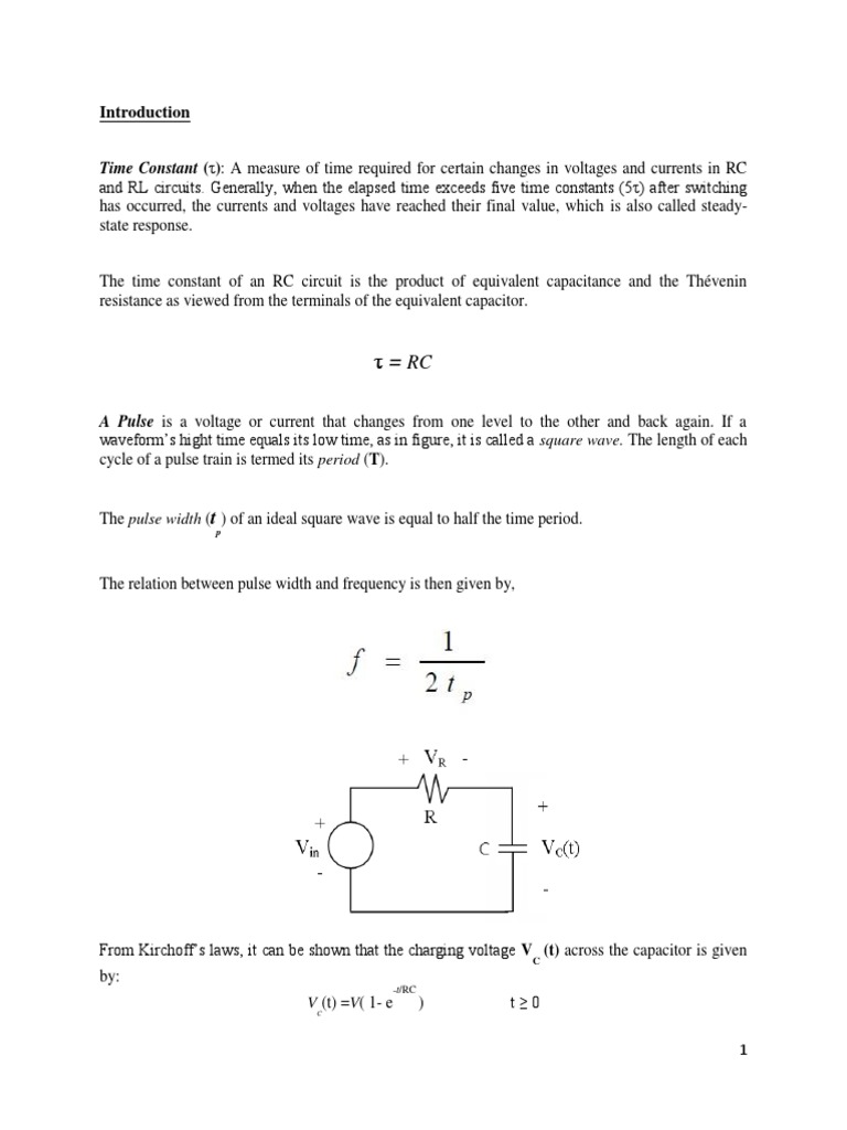 Measuring Time Constant of RC Circuits | PDF | Capacitor | Electrical ...