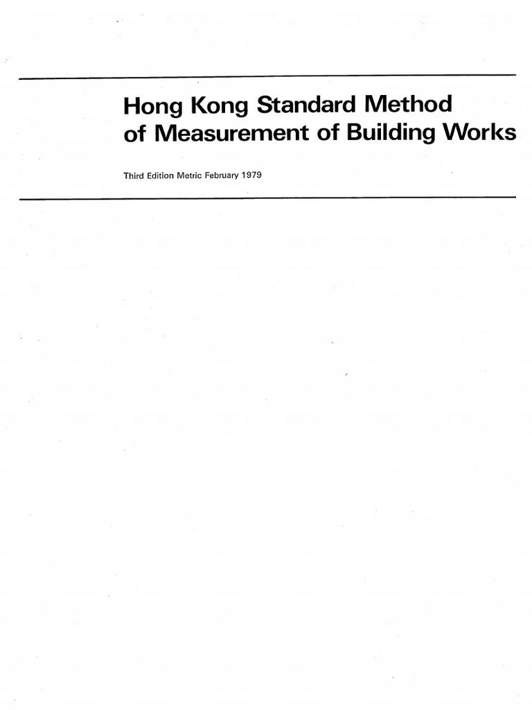 HK Standard Method of Measurement of Building Works (Third Edition ...