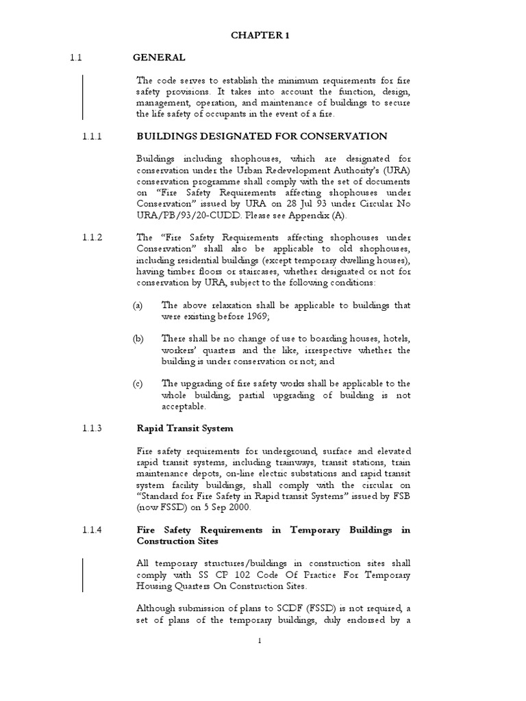 Singapore Fire Code 4 Chap - 1 | PDF | Flammability | Wall