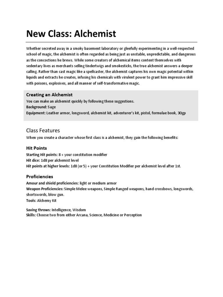 Alchemist Class | PDF | Alchemy | Science
