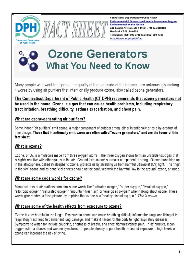 Ozone Generator Fact Sheet | PDF