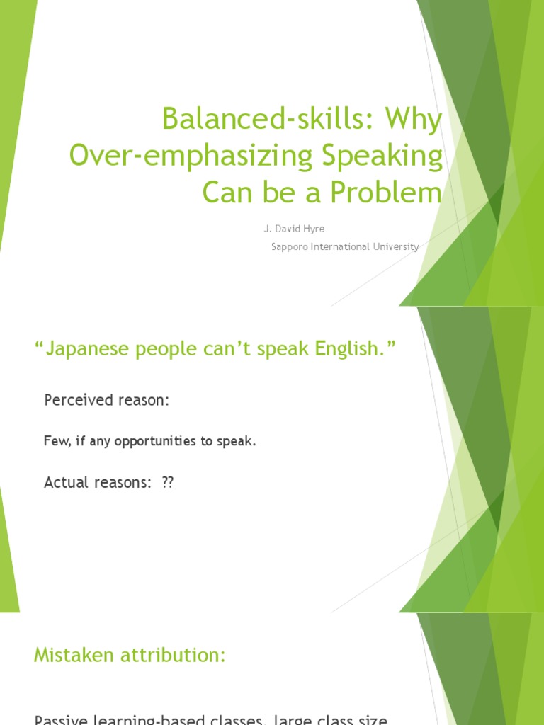 Balanced-Skills: Why Over-Emphasizing Speaking Can Be A Problem | PDF ...