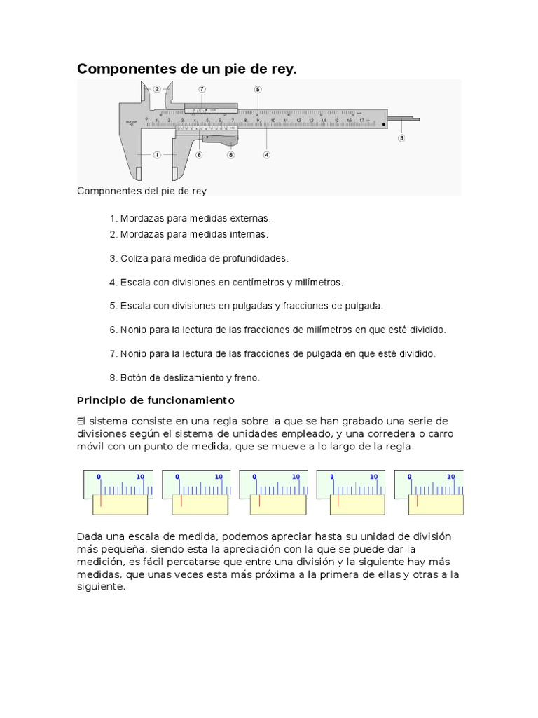 Componentes de Un Pie de Rey 97 | PDF | Observación científica ...