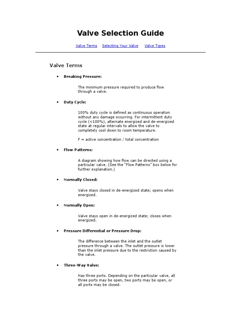 Comprehensive Valve Selection Guide | PDF | Valve | Fluid Dynamics