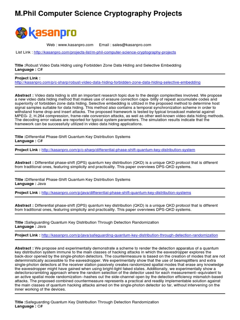 M.Phil Computer Science Cryptography Projects | PDF | Cryptography ...