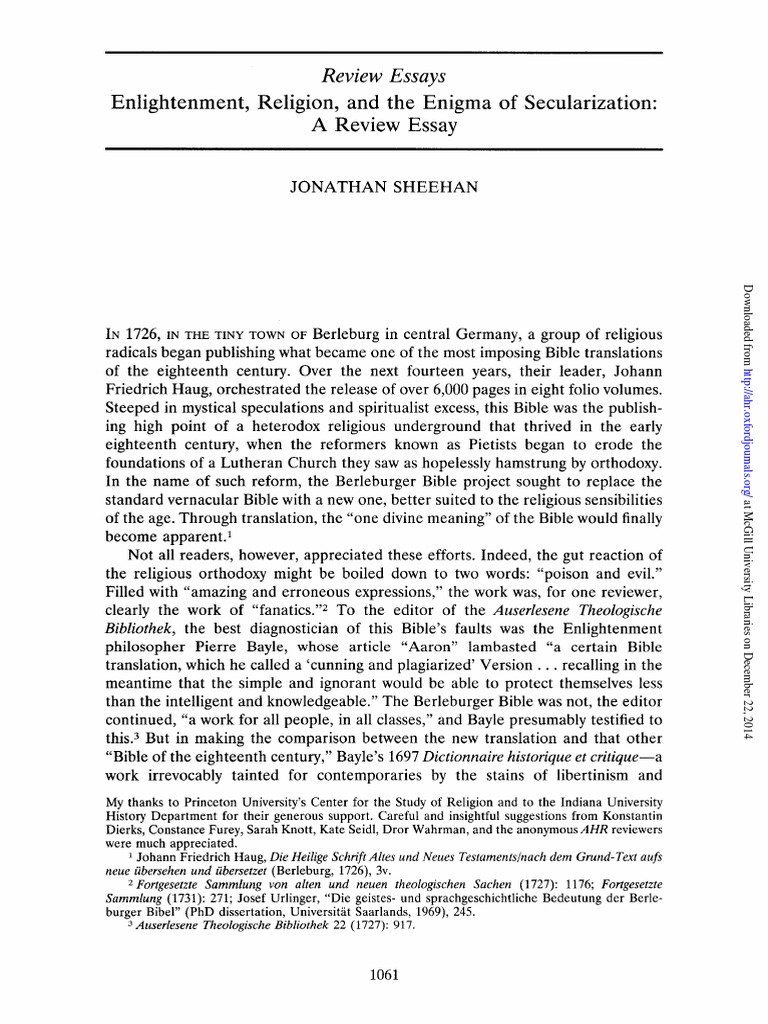Jonathan Sheehan - Enlightenment, Religion and The Enigma of ...