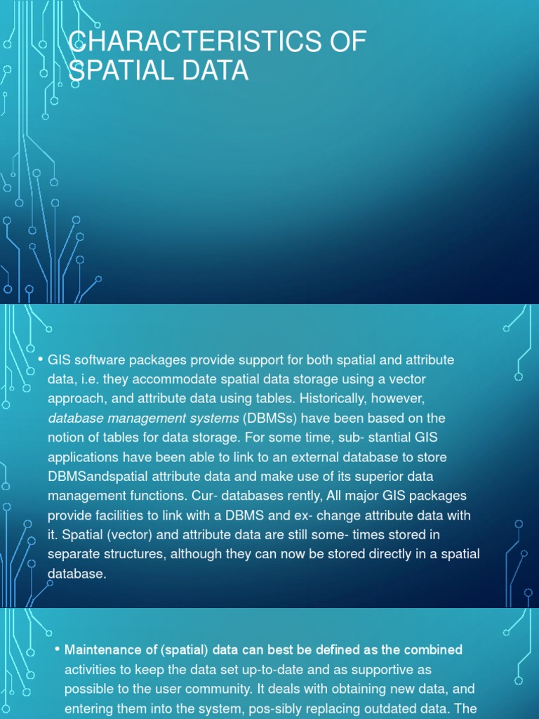 Characteristics of Spatial Data | PDF | Geographic Information System | Databases