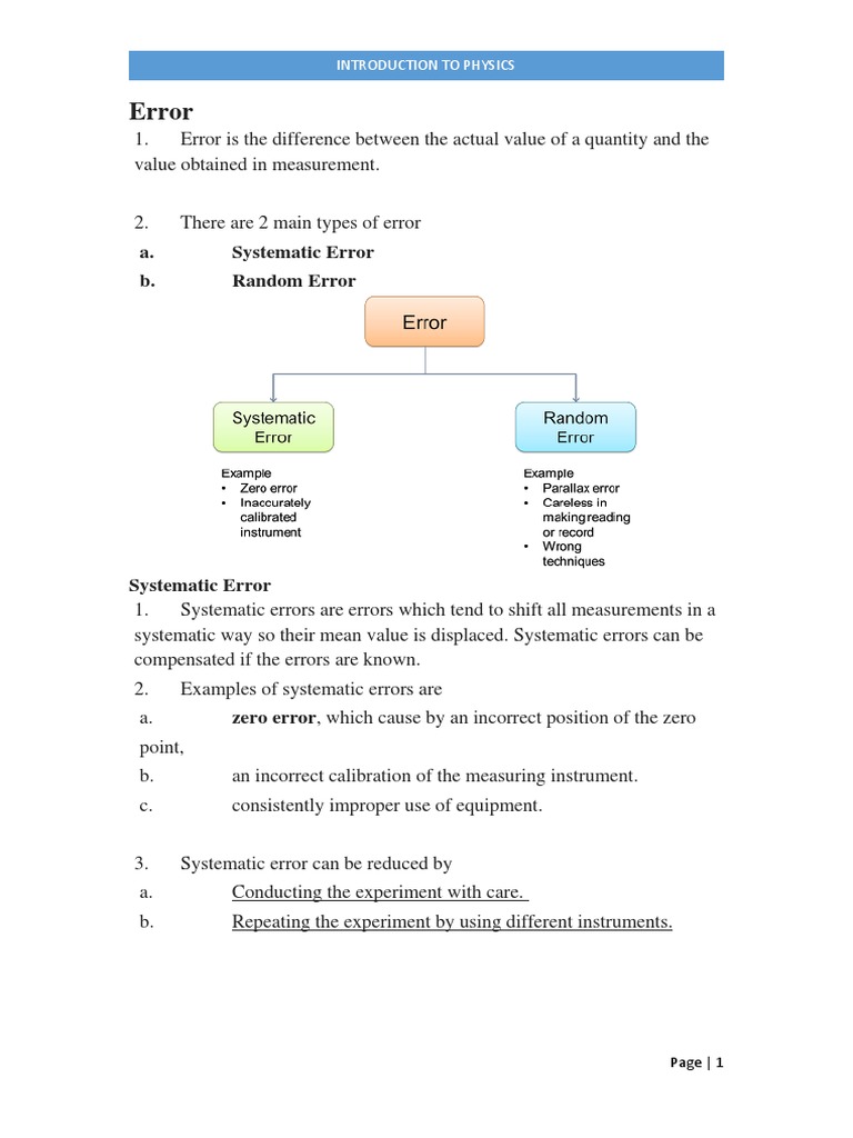 Error: A. Systematic Error B. Random Error | PDF | Observational Error | Scientific Observation