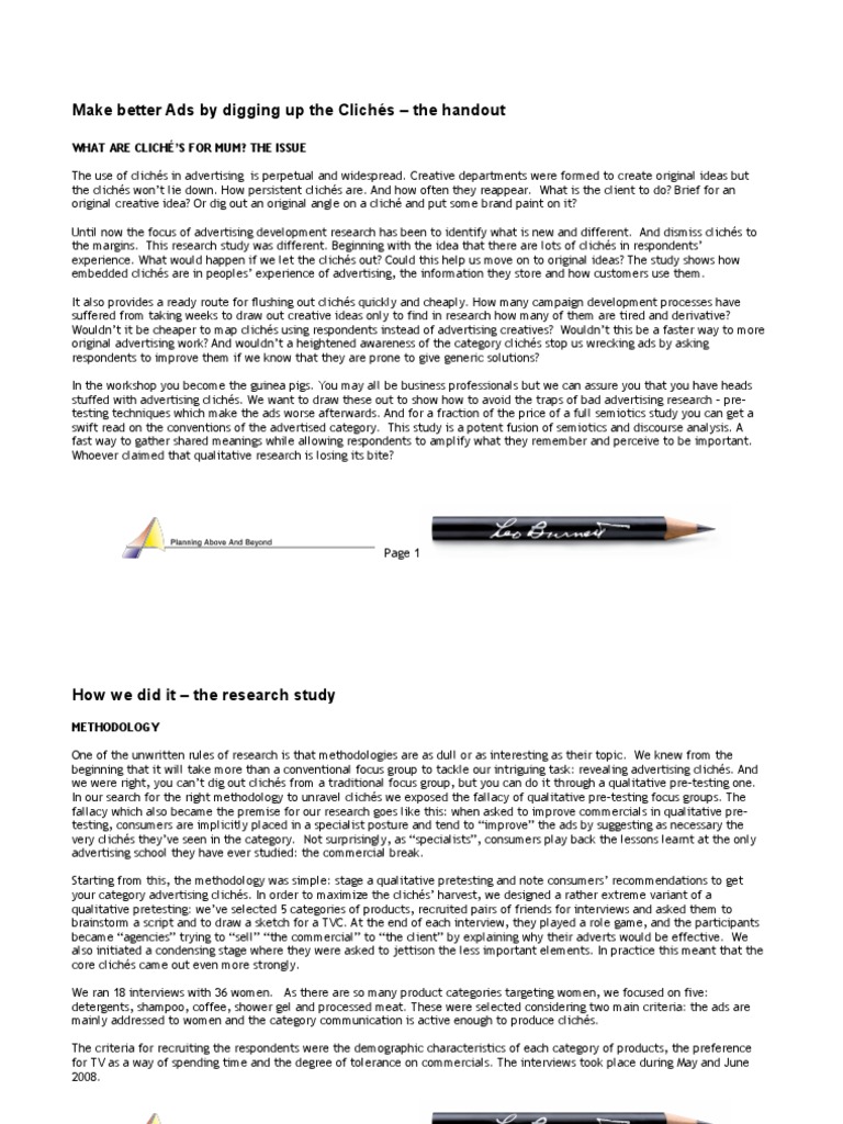 Ad Cliches Hand Out | PDF | Advertising | Coffee