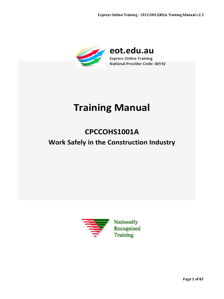 White Card - Training Manual | PDF | Occupational Safety And Health ...