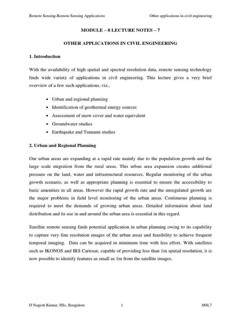 Module 8 Lecture Notes 7 Remote Sensing Remote Sensing Applications Other Applications In