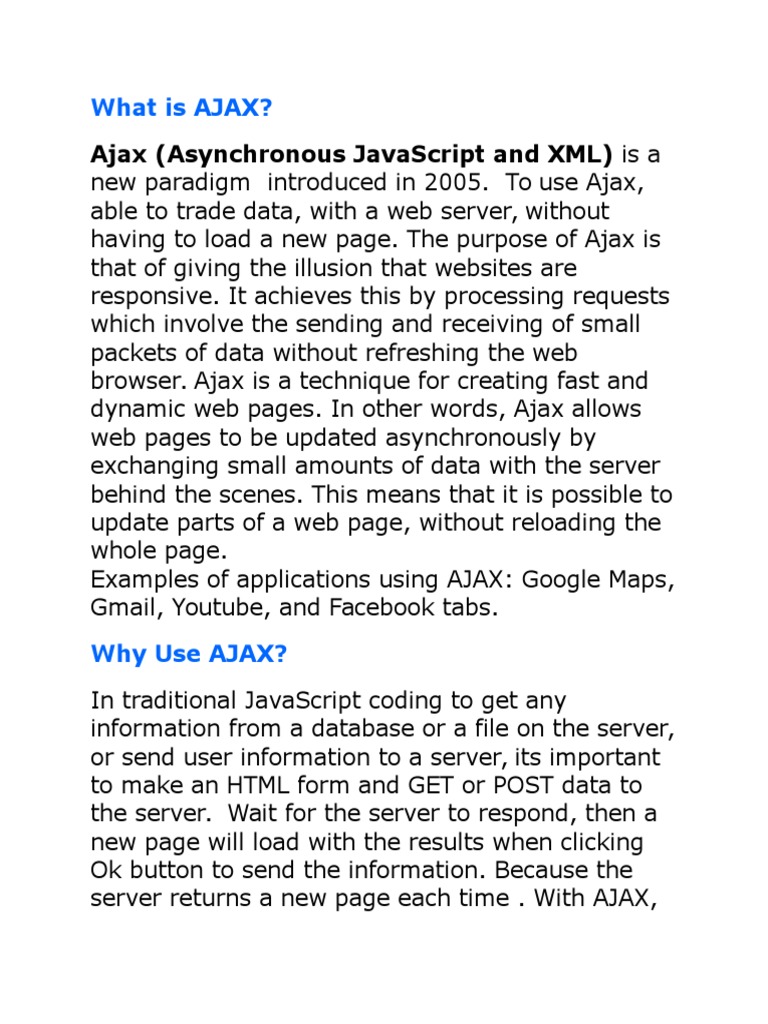 Ajax Notes Full | PDF | Ajax (Programming) | Java Script