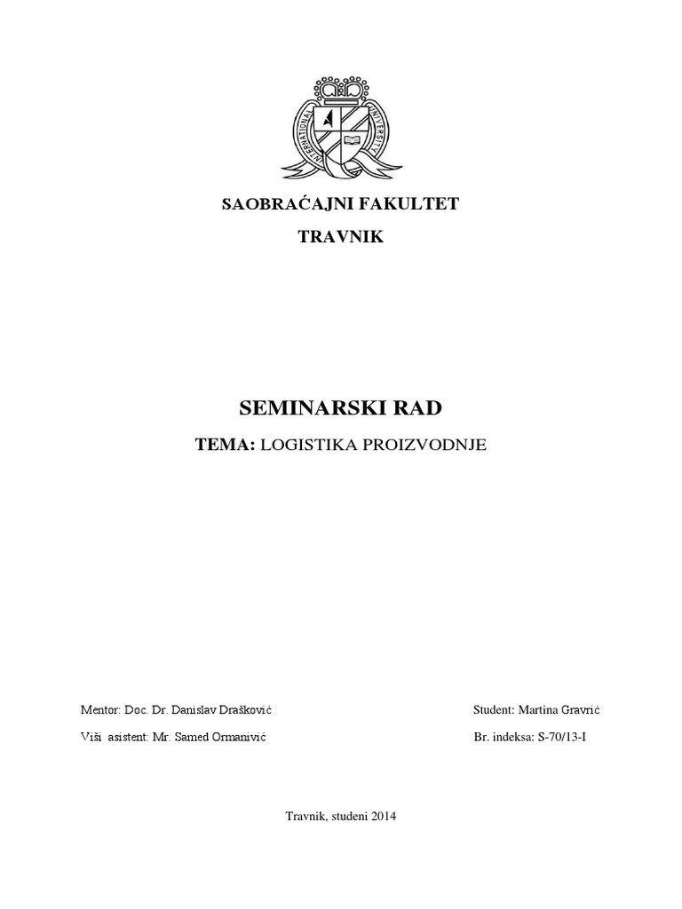 Logistika Proizvodnje | PDF