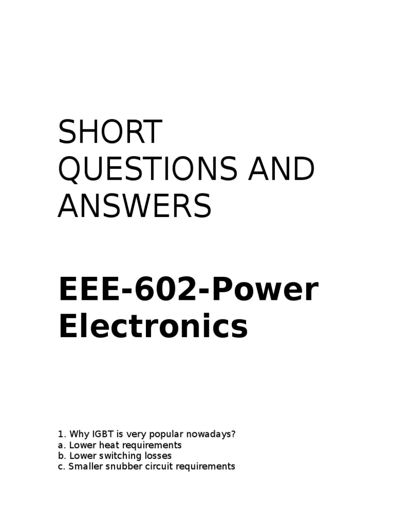 Power Electronics Short Questions and Answers | PDF | Power Inverter | Rectifier
