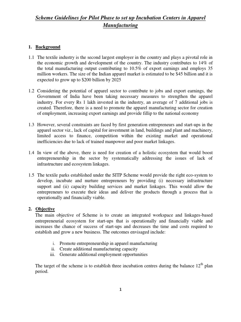 Incubation Scheme Guidelines Final Pdf Startup Company Small
