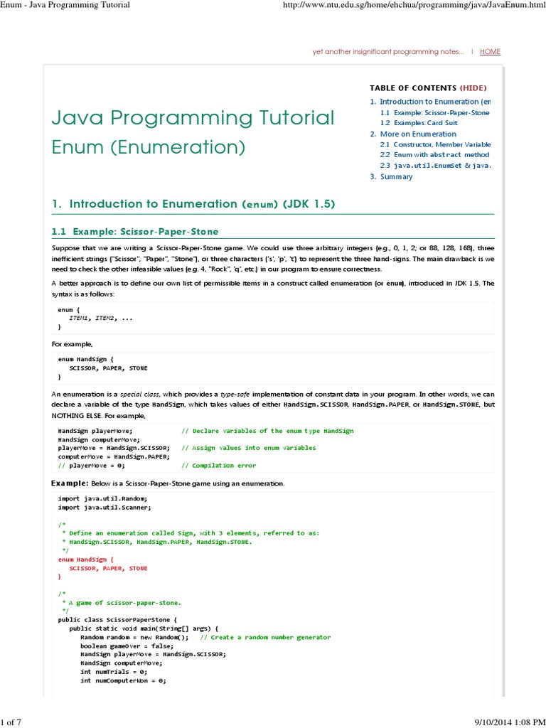 Enum - Java Programming Tutorial | PDF | Method (Computer Programming ...