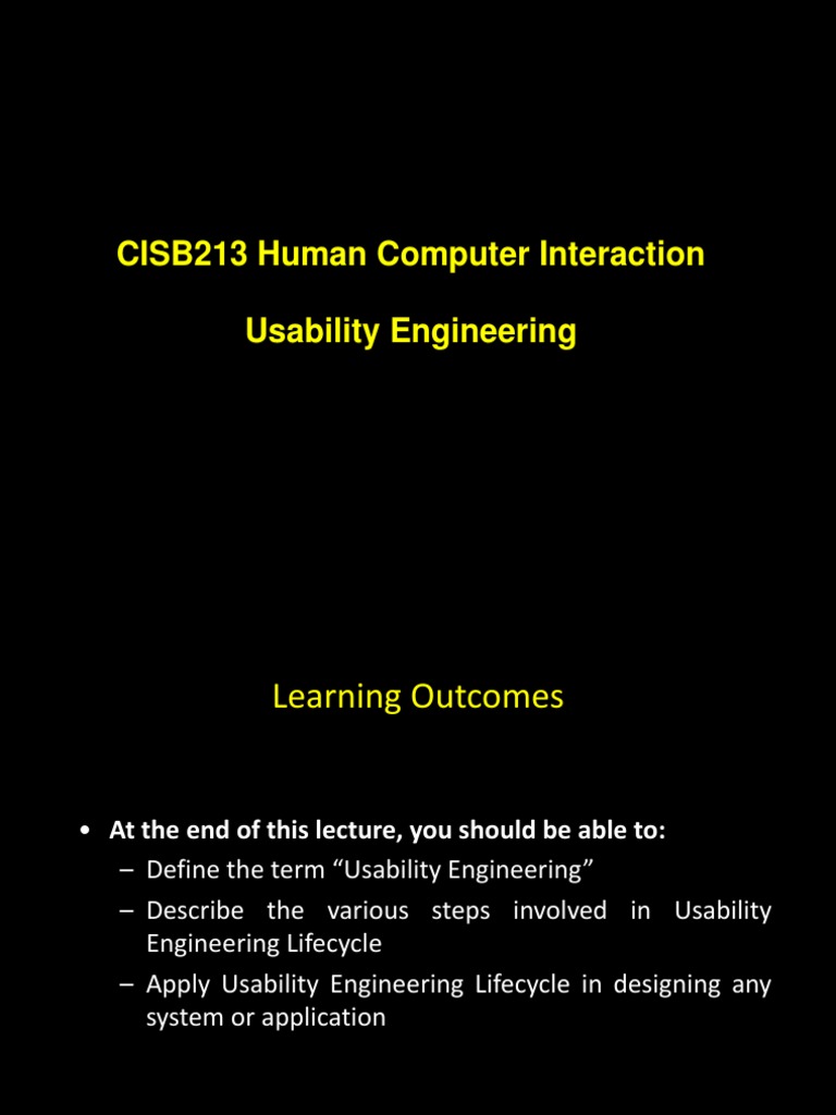 Usability Engineering in HCI Lifecycle | PDF | Usability | Expert