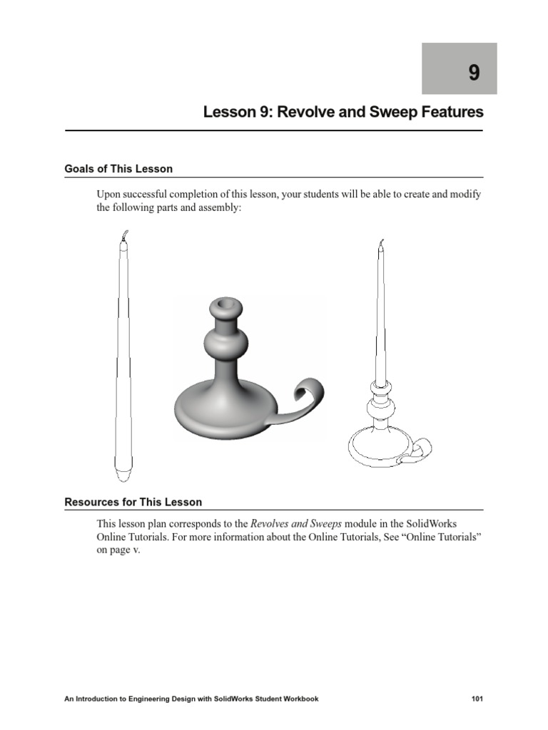 Lesson 9: Revolve And Sweep Features: An Introduction To Engineering ...