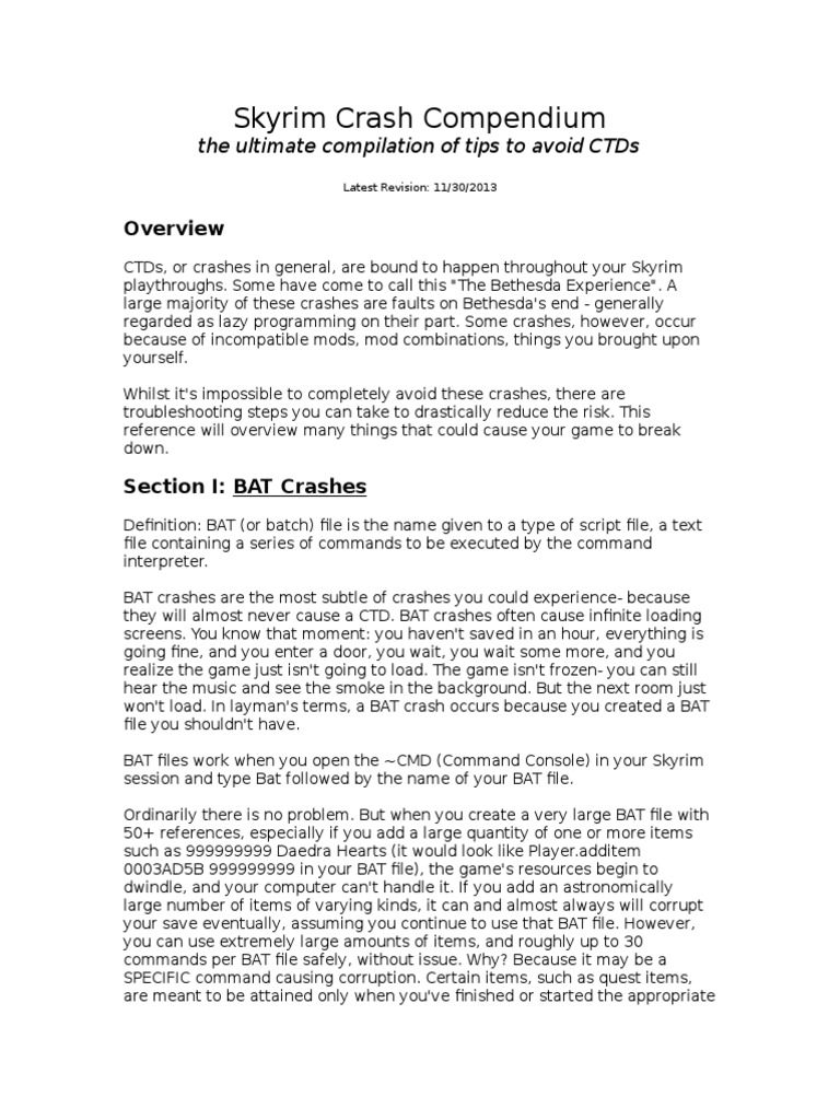 Skyrim Crash Compendium. | PDF | Computing | Computer Architecture