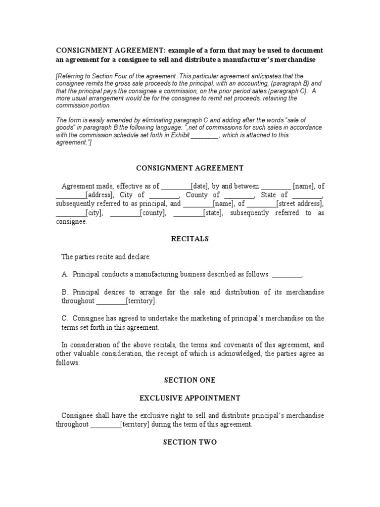 Draft Consignment Agreement | Download Free PDF | Pension | Employment
