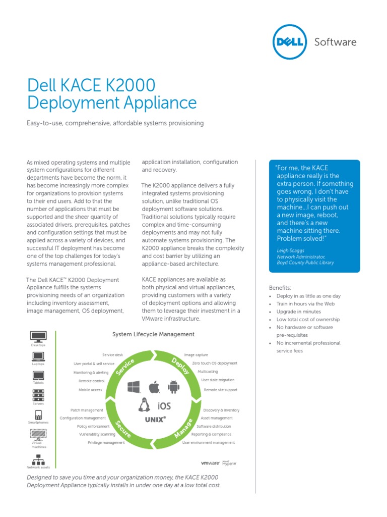 Dell KACE K2000 Deployment Appliance | PDF | Provisioning | Operating ...