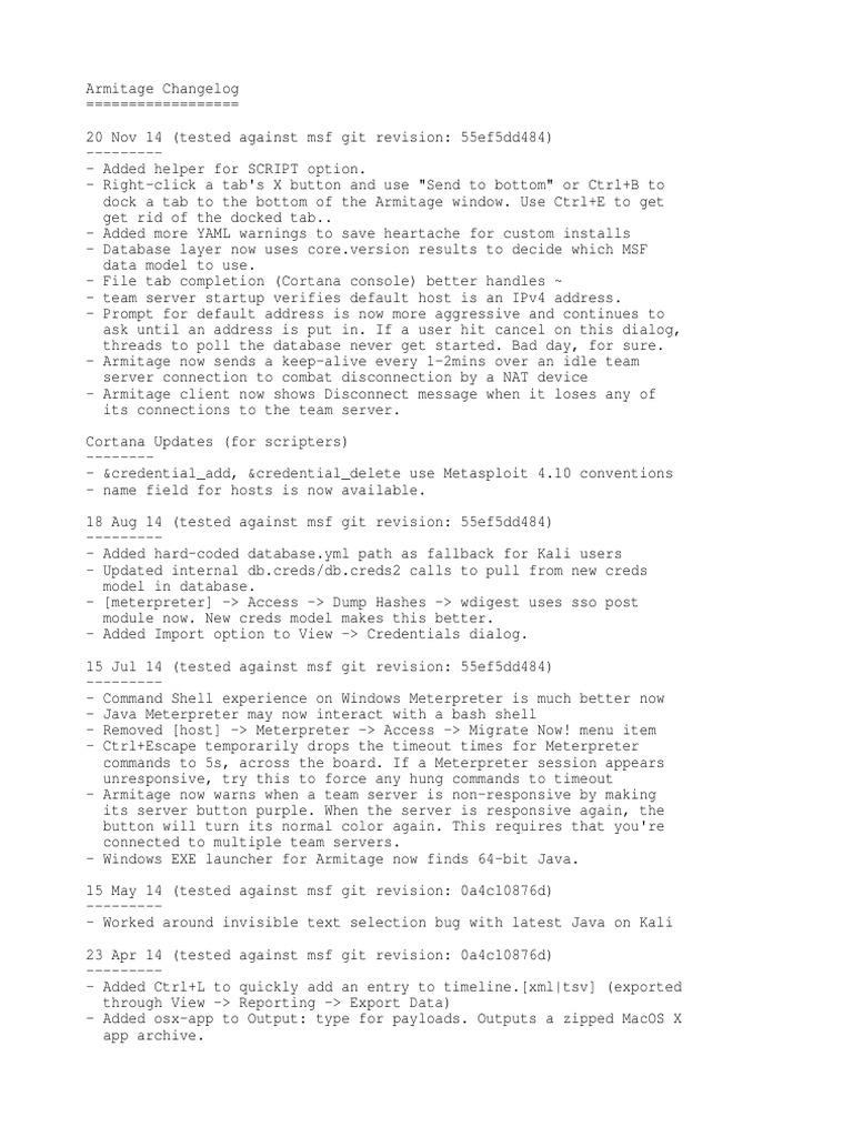 Armitage Readmefile | PDF | Command Line Interface | Microsoft Windows