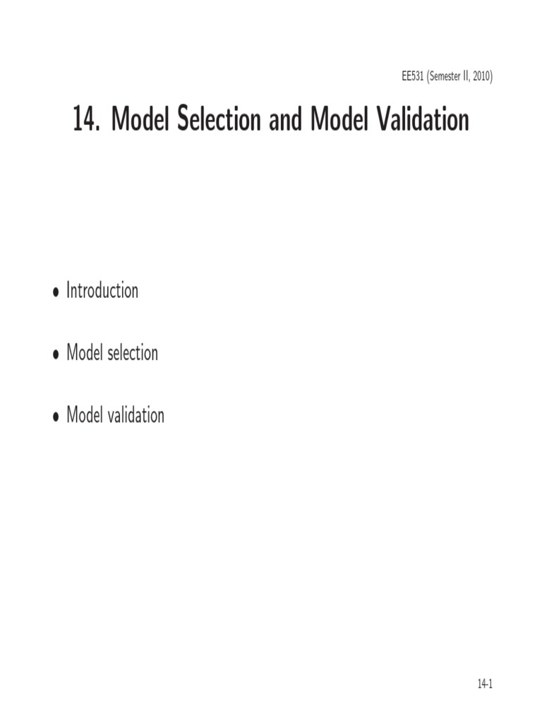 Model Selection and Model Validation | PDF | Akaike Information ...