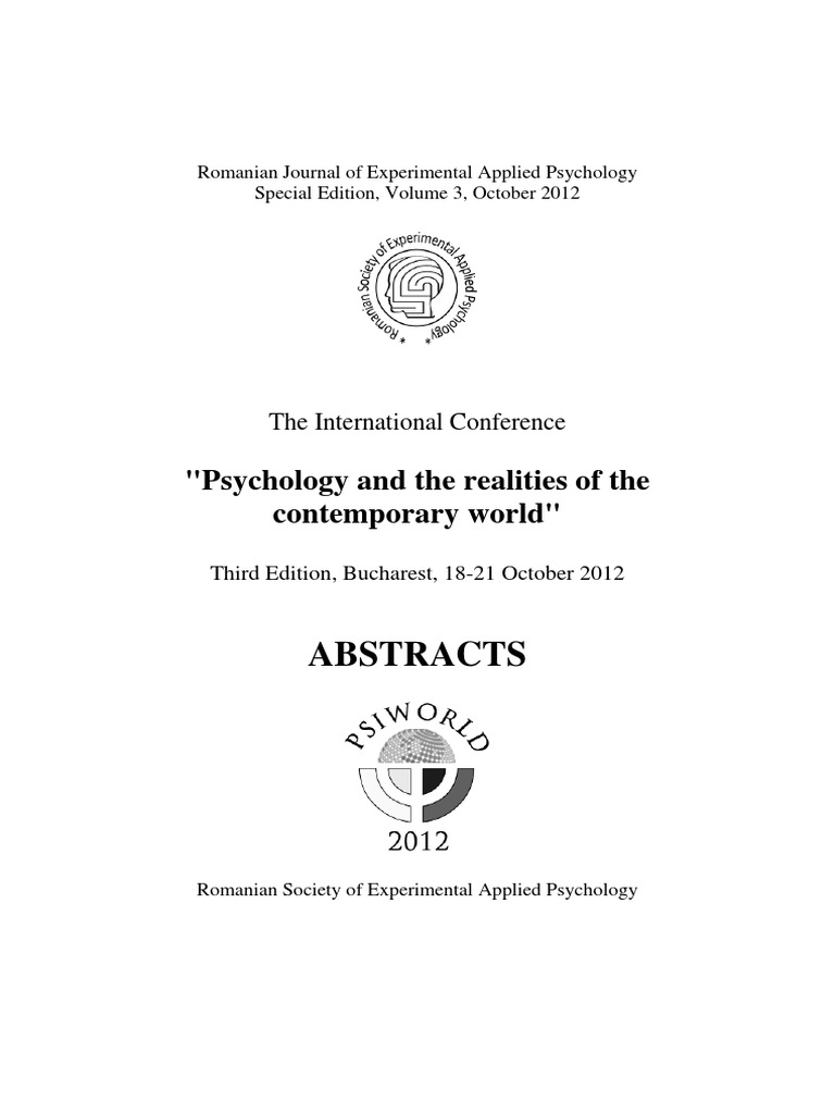 Abstracts: "Psychology and The Realities of The Contemporary World ...