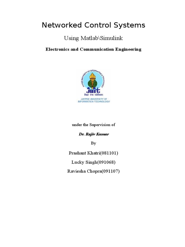 Networked Control Systems: Using Matlab/Simulink | PDF | Matlab | Control Theory