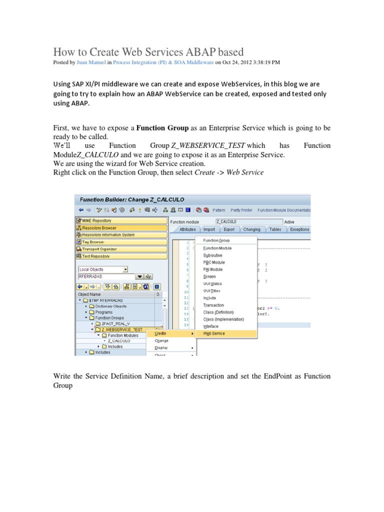 How To Create Web Services ABAP Based | PDF | Proxy Server | Web Service