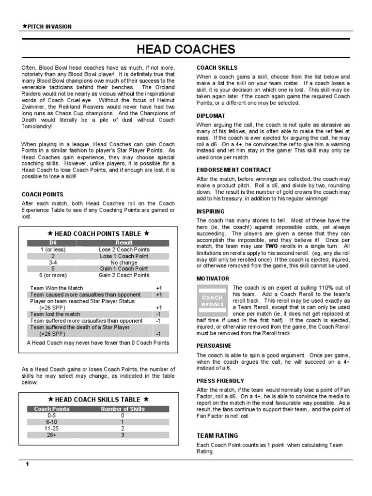 Head Coaches: Pitch Invasion | PDF | Sports | Leisure