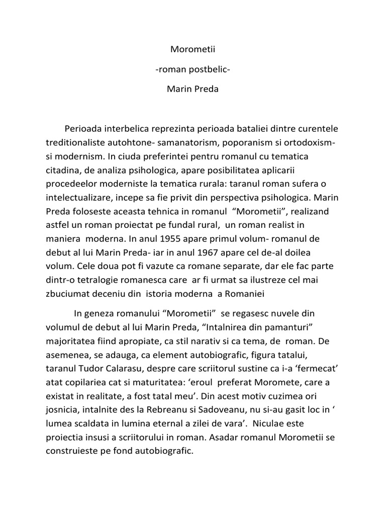 Morometii-Caracterizarea Lui Ilie Moromete | PDF
