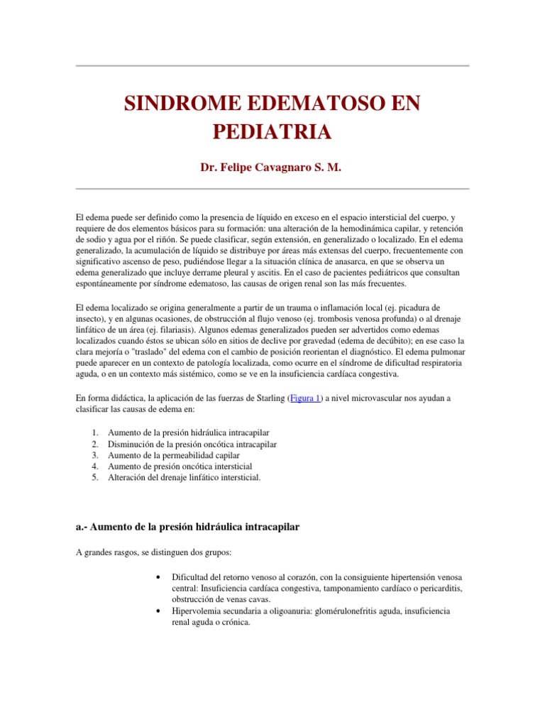 Sindrome Edematoso en Pediatria | PDF | Edema | Medicina CLINICA